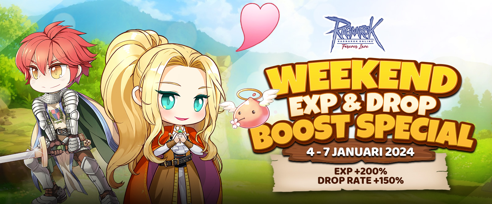 RAGNAROK : FOREVER LOVE | Weekend EXP & Drop Rate Boost 4 Jan 2024!
